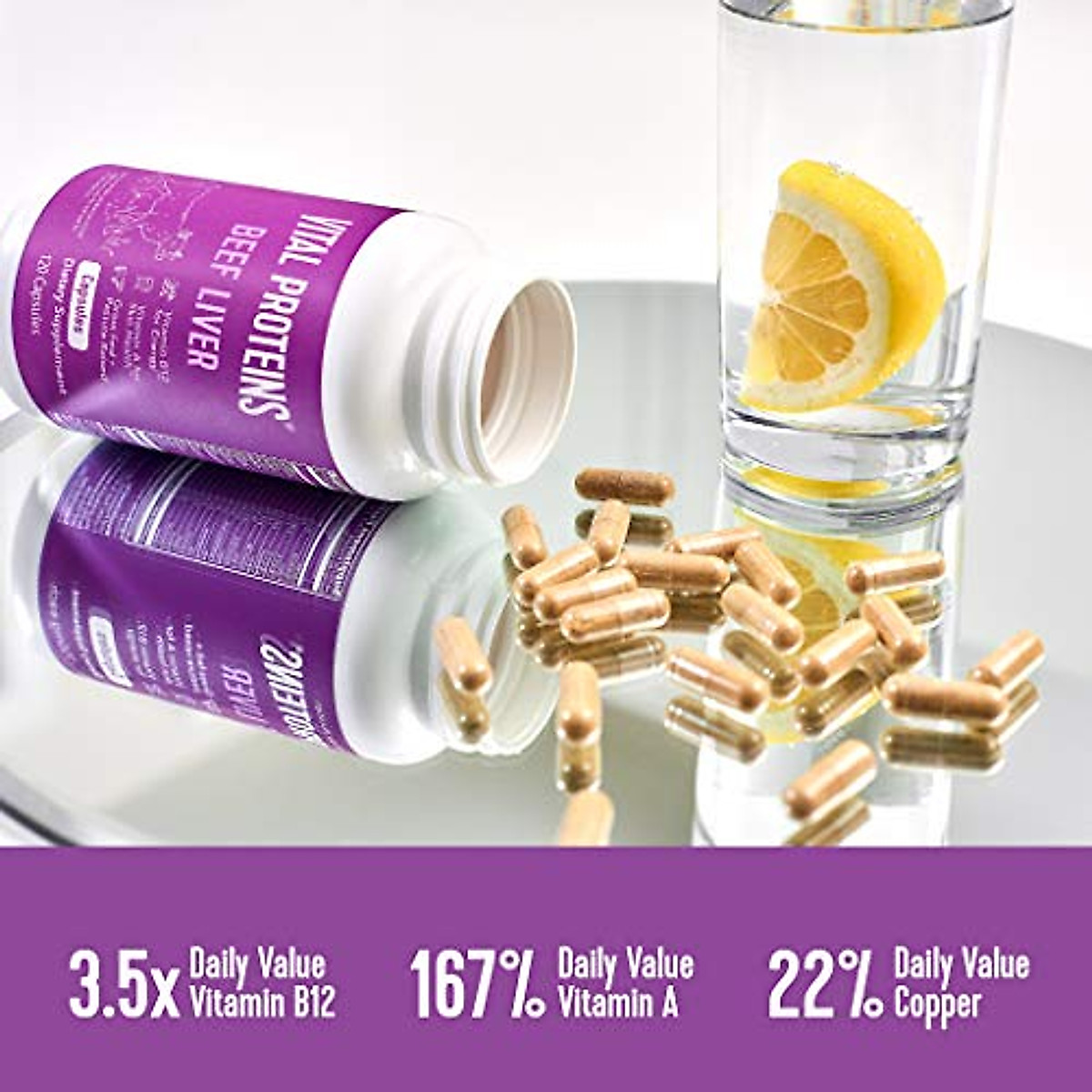 Vital Proteins Grass-Fed Desiccated Beef Liver Pills - (120 Capsules, 750mg Each)