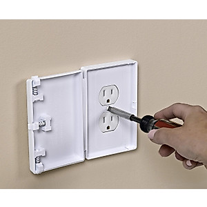 Child Be Safe, Baby Toddler Pet Resistant Electrical Safety Cover Guard for Home and Business, Made in USA, Traditional Outlet (White, 2 Count)
