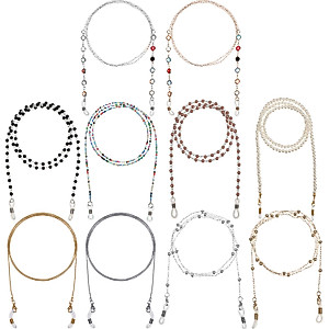 Frienda 10 Pieces Eye Glass Chains for Women Beaded Eyeglasses Strap Eye Glasses Holders Around Neck Eyeglasses String Holder Glasses Necklace Glasses Cord Lanyard Gift, 10 Styles