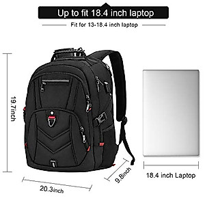NEWHEY Laptop Backpack 18 Inch Business Travel Backpacks for Men Women Extra Large Waterproof TSA Anti Theft College Bookbags with USB Charging Port 18.4 Gaming Computer Backpack,Black