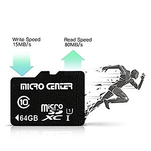 Micro Center 64GB Class 10 MicroSDXC Flash Memory Card with Adapter for Mobile Device Storage Phone, Tablet, Drone & Full HD Video Recording - 80MB/s UHS-I, C10, U1 (5 Pack)