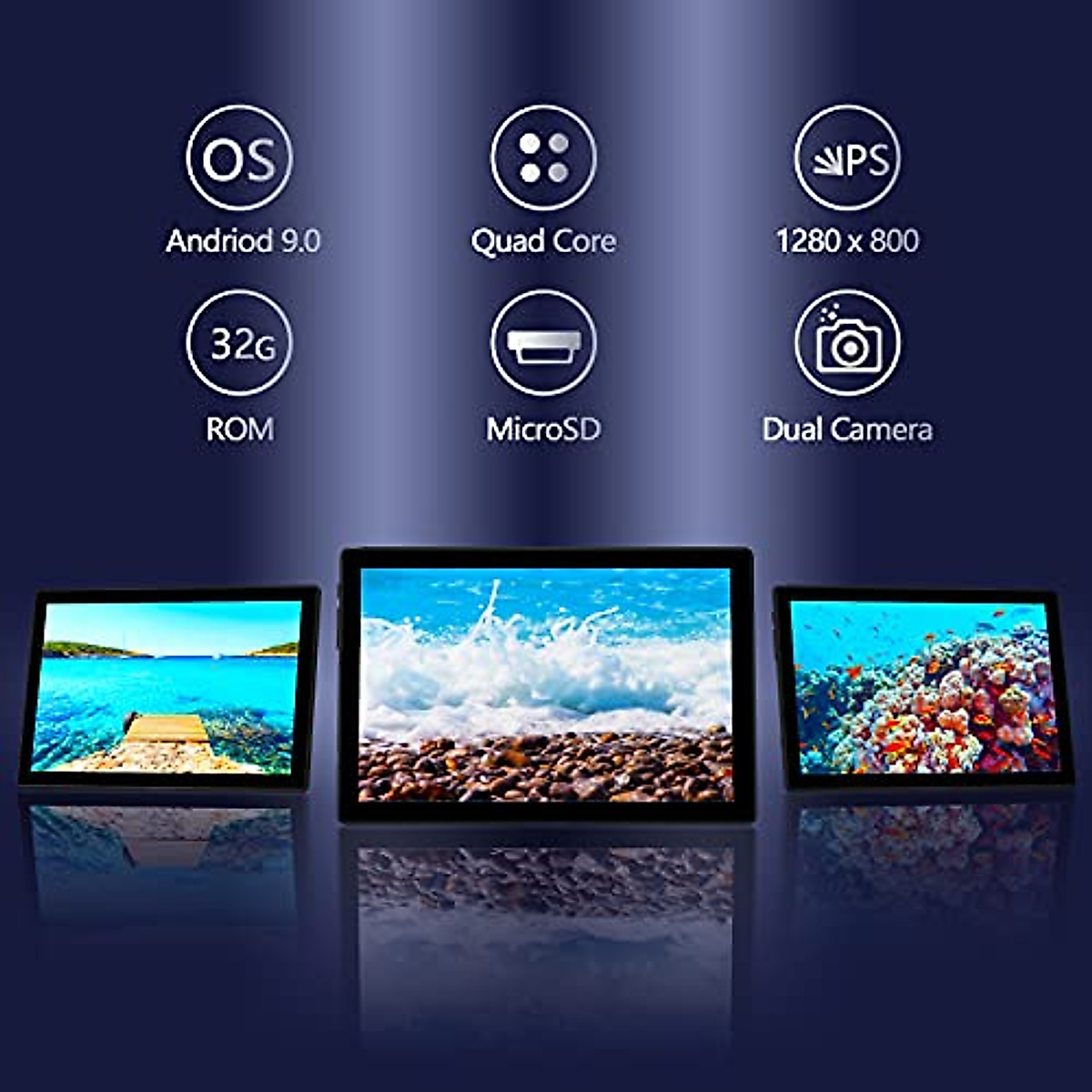Android Tablet 10 Inch, Octa-Core, 5G WiFi Andriod OS Tablets with 5MP+13MP Dual Camera, 2GB+32GB Storage, 128GB Expand, Support Wireless Keyboard and Mouse, GPS, Bluetooth 5.0, FM (Black)