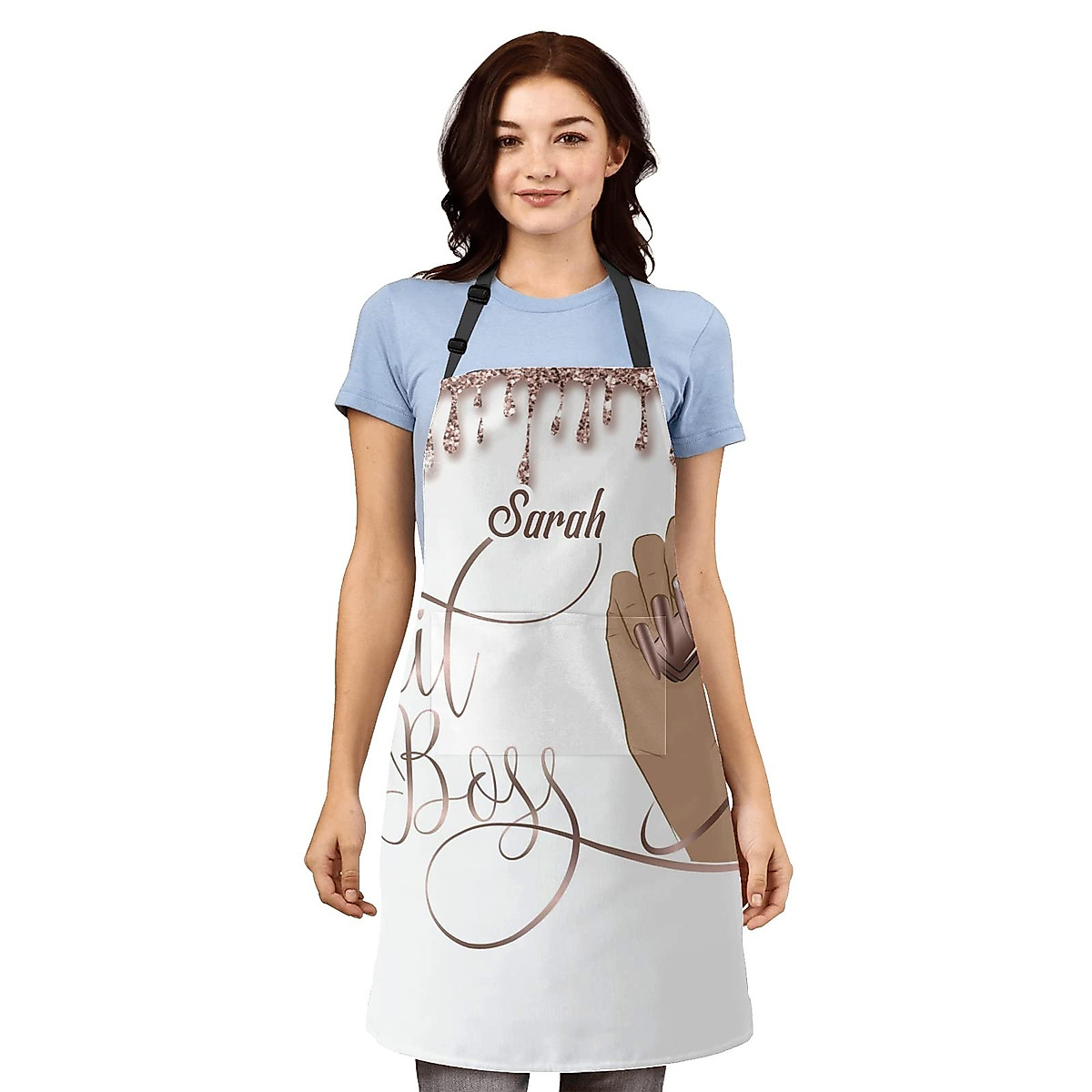 MakeUnique Nail Boss ApronPersonalized Aprons for Women Men Kitchen Cooking Baking Housework Hairstylist Barber Chef Apron with Pockets