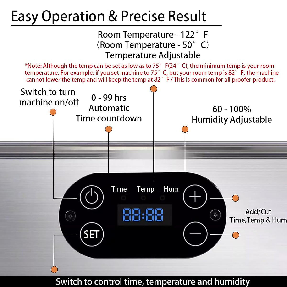 Electric Bread Dough Proofer Machine with Humidity and Temperature control Sourdough Bread Proofer Box Yogurt Maker Proofing Slow Cooker Fermenter Chocolate Melter