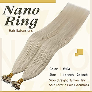 Sunny Hair Blonde Nano Extensions Human Hair 20inch for Women Nano Bead Hair Extensions Human Hair Platinum Blonde Nano Hair Extensions Human Hair Blonde Nano Hair Extensions Back to School 50g