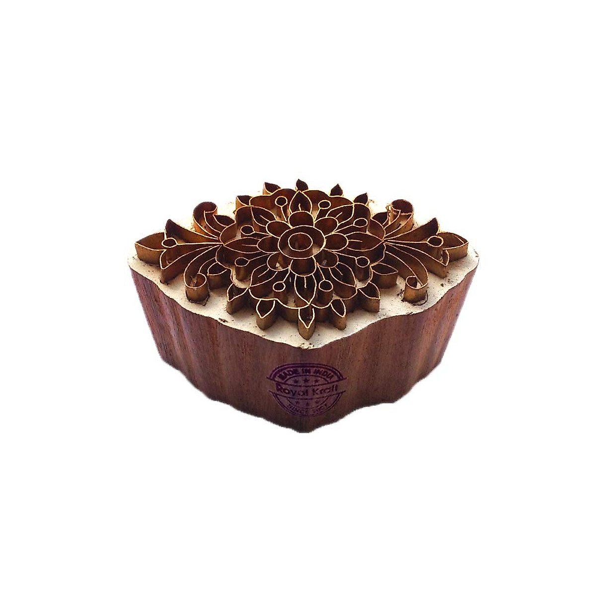 Popular Printing Block Brass Floral Pattern Wooden Clay Stamp BSCtag007
