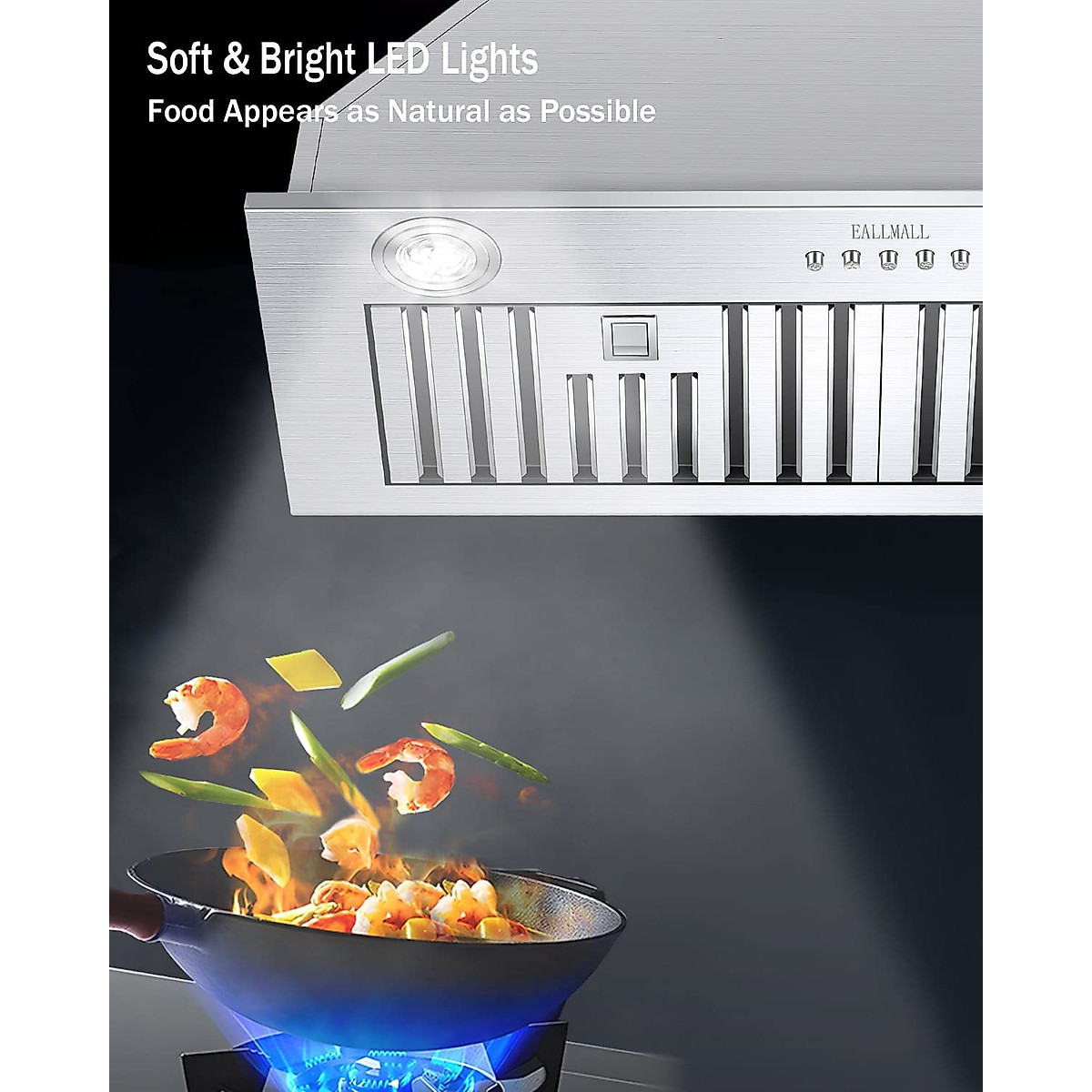 EALLMALL Range Hood Insert 30 Inch, 770 CFM Range Hood Insert, Ducted/Ductless Insert Range Hood, 3-Speed Vent Hood Insert, Stainless Steel Hood Range Insert, Built In range Hood, Kitchen Hood,FC-30-1