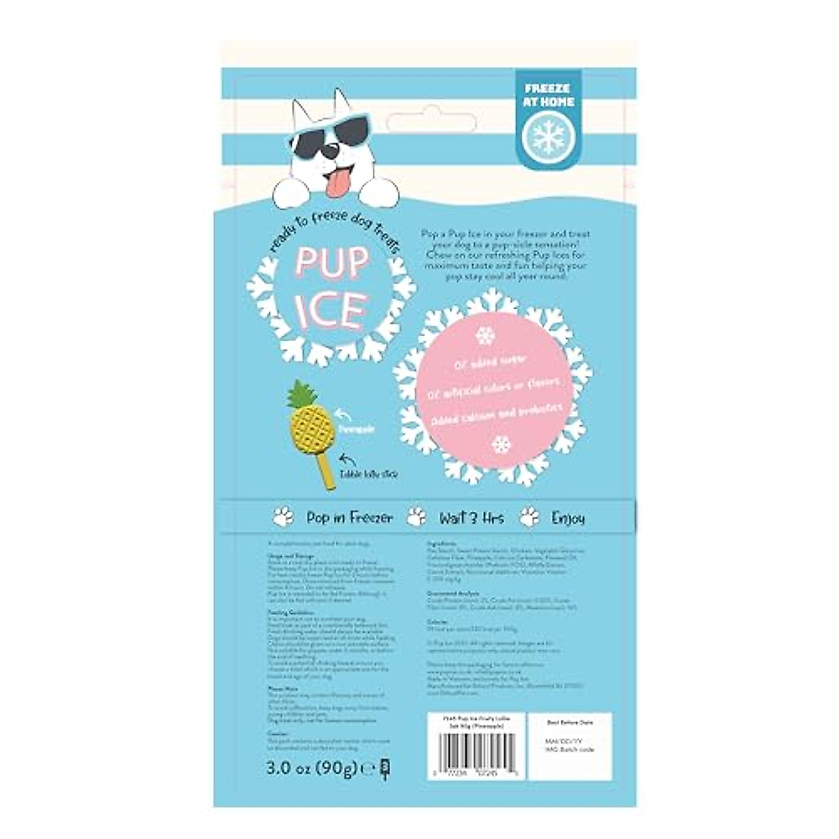 Pup Ice- Ready to Freeze at Home Dog Treats-Edible Chews for Small Breed Dogs & Puppies with Real Chicken to Keep Your Pup Cool Year Round, Fruity Lollies Pineapple Flavor, 3pcs