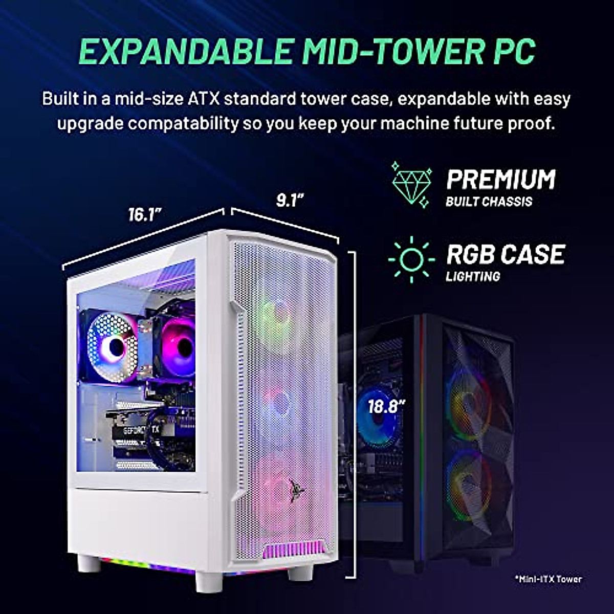 Skytech Gaming Skytech Archangel Gaming PC Desktop – Intel Core i5 12400F 2.5 GHz, NVIDIA RTX 4060 Ti, 1TB NVME SSD, 16GB DDR4 RAM 3200, 650W Gold PSU, 11AC Wi-Fi, Windows 11 Home 64-bit,White