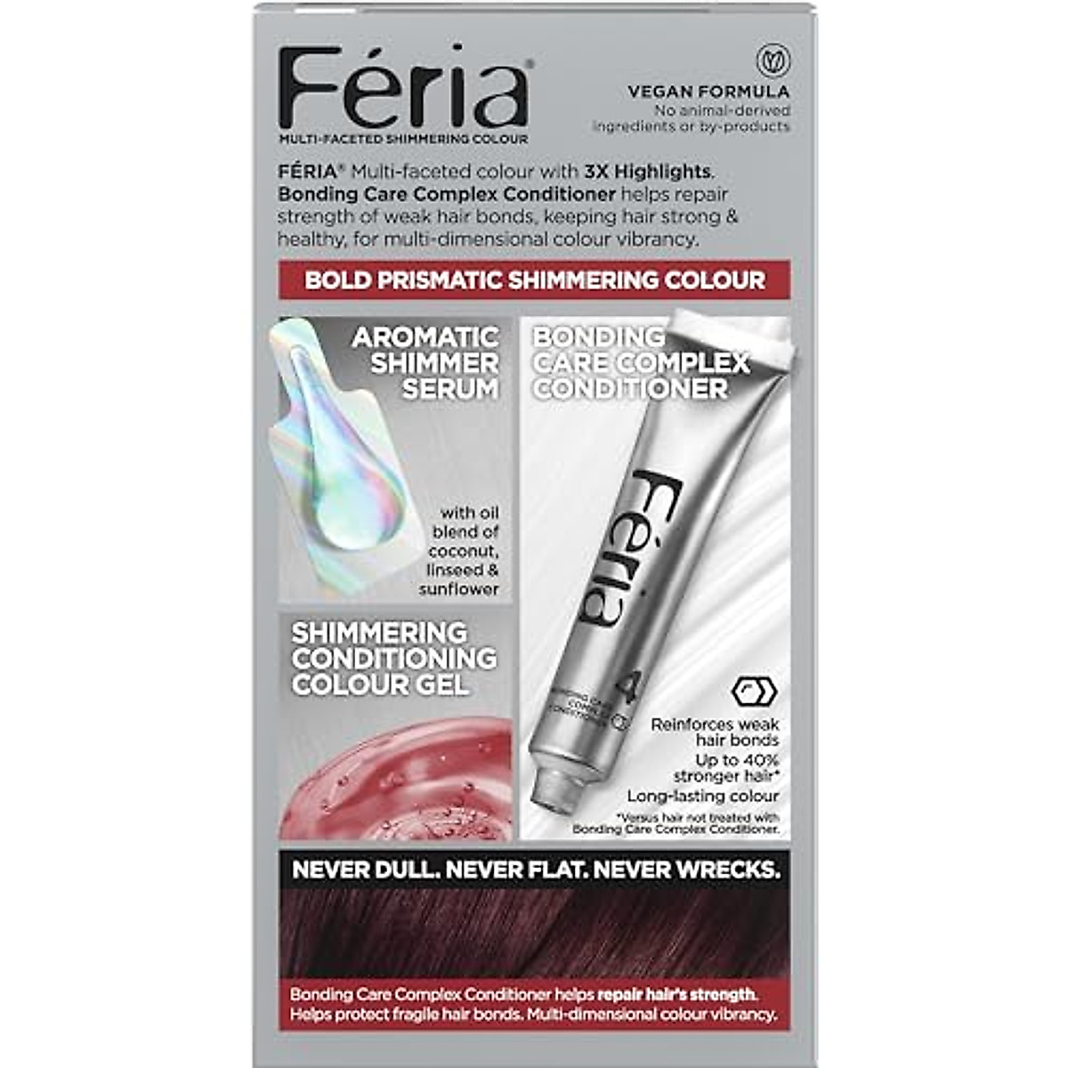 L'Oreal Paris Feria Multi-Faceted Shimmering Permanent Hair Color, 36 (Chocolate Cherry) Deep Burgundy Brown, Pack of 1 Hair Dye Kit