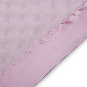 Pro Goleem Bunny Lovey and MInky Dot Baby Blanket with Satin Backing Pink