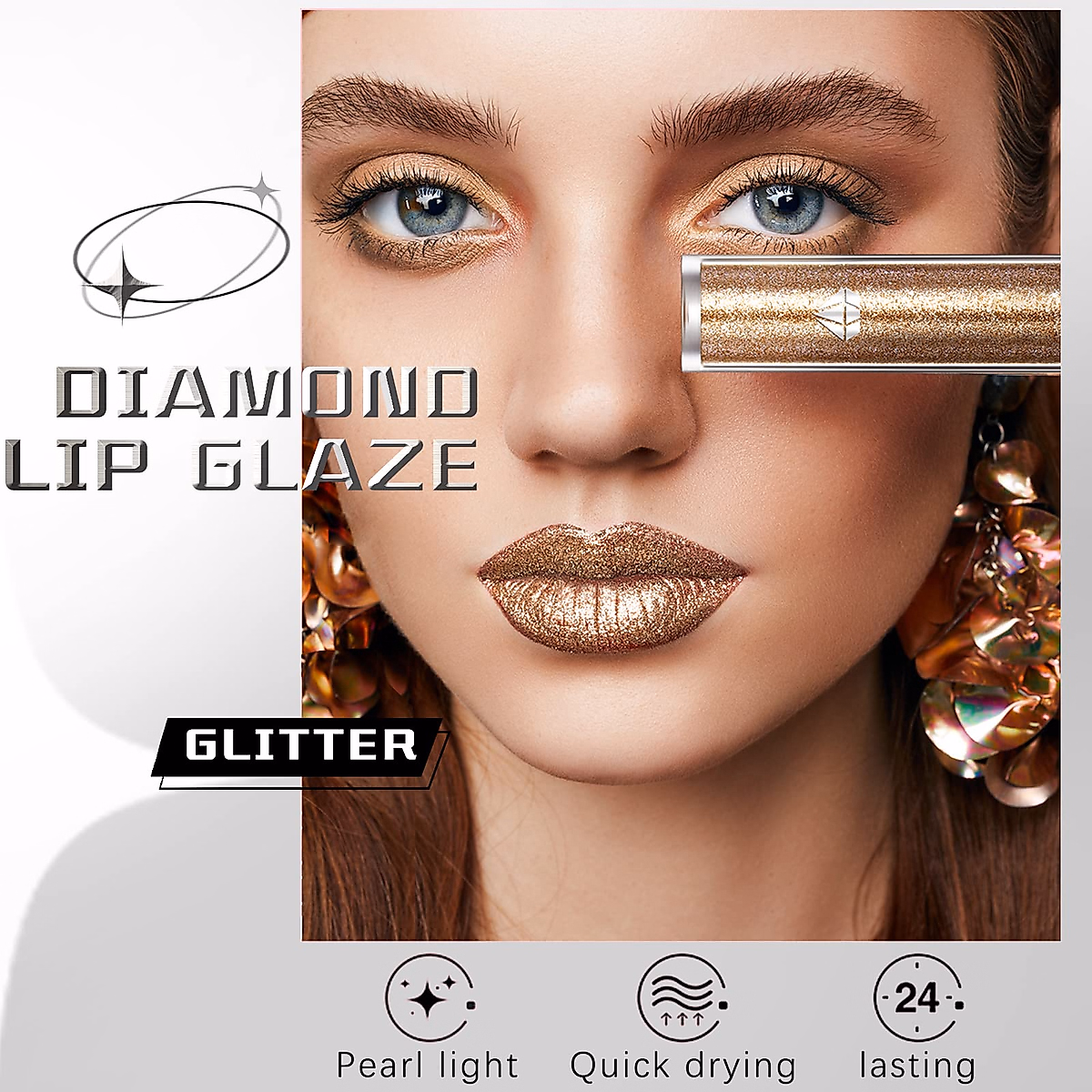 NewBang 3 Colors Metallic All Glitter Liquid Lipstick Set Chameleon Lip Gloss Tint Stain Waterproof Diamond Shimmer Shinning Sparkly Face Eye Glow Moisturizing High Glow Christmas Party Makeup Gift