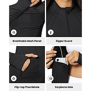 QUEENIEKE Women Athletic Jackets Cottony-Soft Full Zip Slim Fit Workout Running Jacket with Pockets(XL,Black Blend)