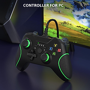 YCCSKY Wired PC Controller for Gaming, Game Controller for Windows 7/8/10/11 with 3.5mm Headphone Plug, Turbo Function, Dual Vibration and Share Button(Black)