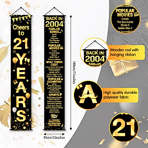 2 Pieces 21st Birthday Party Decorations Cheers to Years Banner Party Decorations Welcome Porch Sign for Years Birthday Supplies (21st-2002)