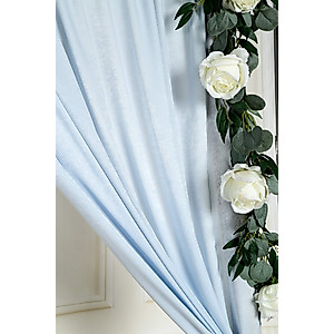 SHERWAY 9.6 Feet x 10 Feet Light Blue Silky Soft Curtain Wedding Backdrop Drapes, Slightly Shiny Satiny Window Curtains for Party Ceremony Decoration