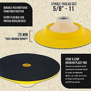 Dura-Gold Pro Series 5" Super Flex Flexible Edge Polishing Buffing Hook and Loop Backing Pad, 5/8" - 11 Threads - Rotary Polisher Buffer Backup Pad, Attach Foam Wool Buff Pads Automotive Car Detailing