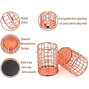 Superbpag Wire Metal Desktop Pencil Holder, Set of 2, Rose Gold