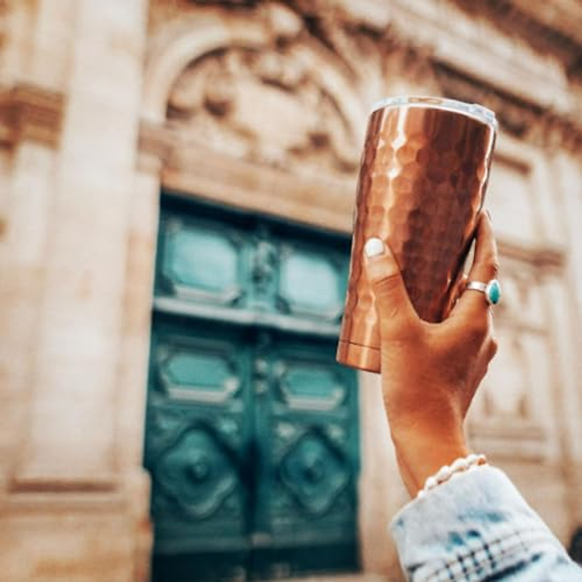 Seriously Ice Cold SIC 20 Oz. Double Wall Vacuum Insulated 18/8 Stainless Steel Travel Tumbler Mug | Powder Coated with Splash Proof BPA Free Lid | Coffee, Tea, Wine, and Cocktails (Hammered Copper)