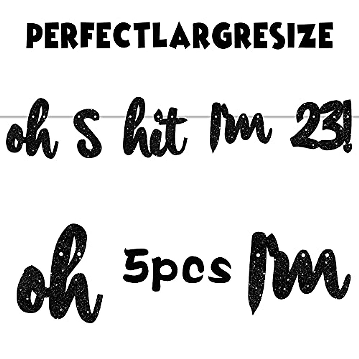 Oh I’m 23! Banner Backdrop Glitter Black Hallo Twenty Three Cheers to 23 Years Old Theme Decor for Man Woman Happy 23rd Birthday Party Photo Studio Prop Flag Decorations Favors Supplies