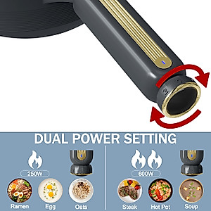 TOPWIT Hot Pot Electric, 2L Multifunctional Electric Pot, Non-Stick Fring Pan, Portable Pot for Steak, Egg, Fried Rice, Ramen, Soup with Dual Power Control (Silicone Spatula Included), Grey