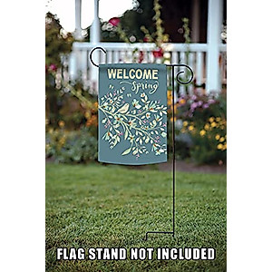 Toland Home Garden 1112561 Welcome Spring Birds Spring Flag 12x18 Inch Double Sided Spring Garden Flag for Outdoor House Flower Flag Yard Decoration