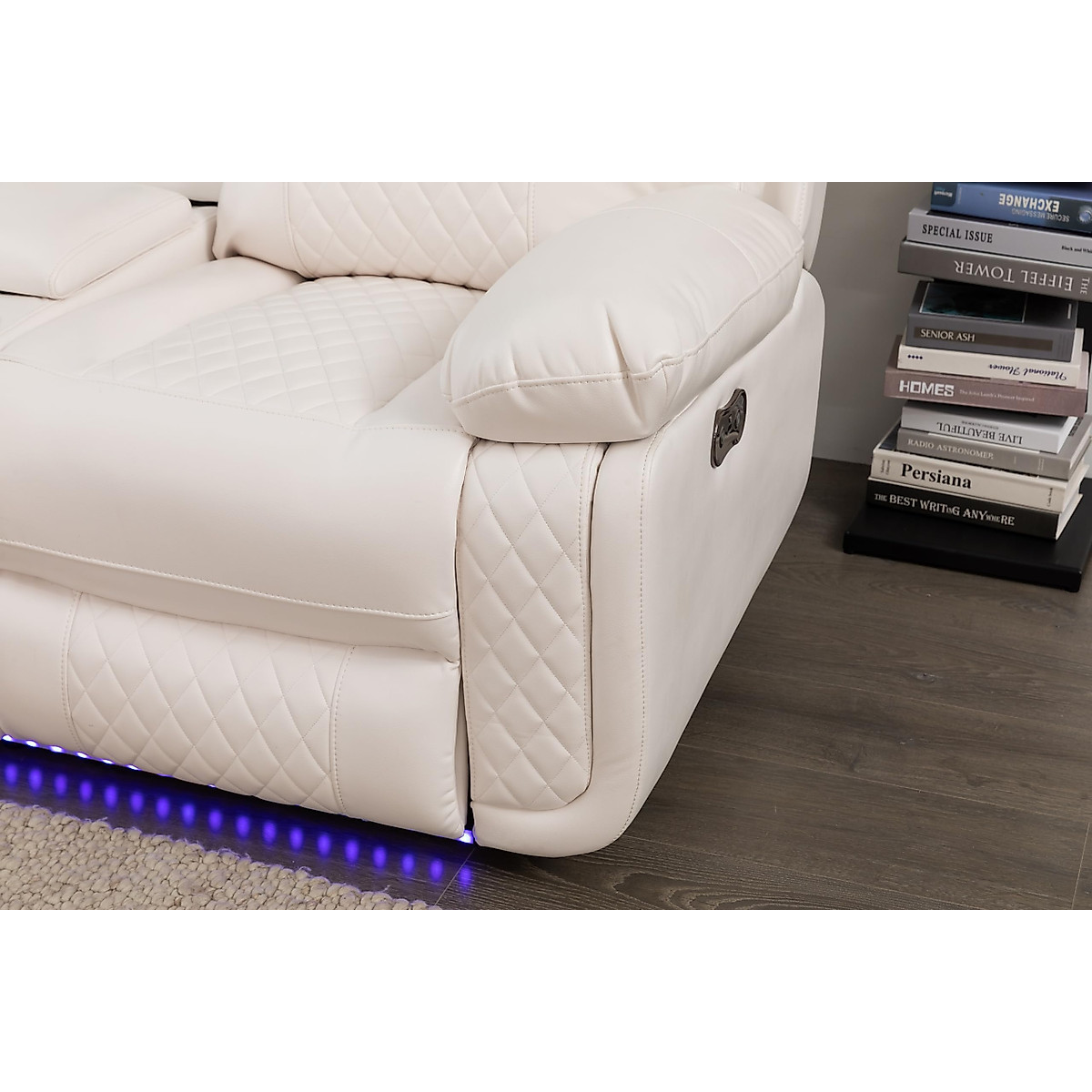 Kingway Inc Lionel Power Recliner Sectional Sofa, White