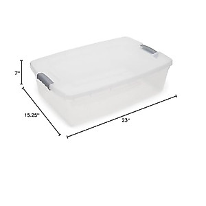 Home Basics Plastic Storage Box With Handle, Clear | Locking Tabs | Stackable Storage | Easily See Contents (30 Liter Rectangle)