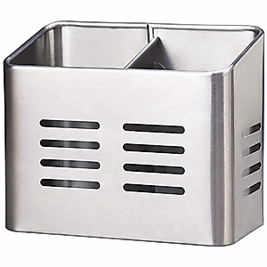 Hemoton Chopstick Utensil Holder Stainless Steel Cutlery Storage Holder Spoon Straw Basket Kitchen Container Kitchen Display Organizer For Kitchen Countertop Silver