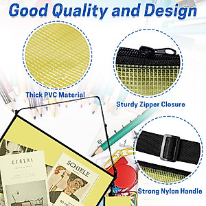 BERYA 2 Pcs Art Portfolio Bag, 19x25 Inches Artwork Storage Case with Handle and Zipper, Large Clear Waterproof Poster Storage Bag for Posters Artwork Bulletin Board (Yellow and Blue)