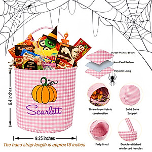 Fasinheaco Personalized Halloween Basket - Monogrammed with Name,Pumpkin,Custom Trick or Treat Bucket,Halloween Gifts Basket,Candy Bags for Halloween Party Favor