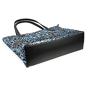 MNSRUU Tote Bag for Women Leopard Spots In Blue Shoulder Bag Big Capacity PU Leather Handbag