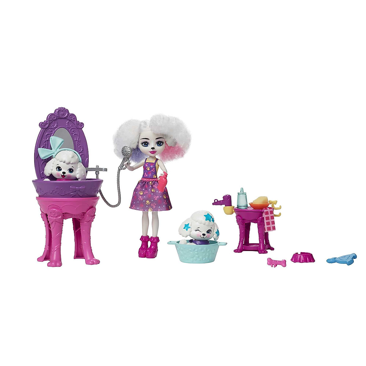 Mattel Enchantimals Poodle Doo Beauty Playset with Small Doll, 15+ Accessories & 2 Dog Figures with Color-Change, City TailsToy Collection