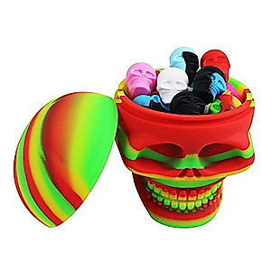 TruAres Skull Silicone Wax Container - 1pc 500ml Large Container + 30pcs 3ml Non Stick Jars