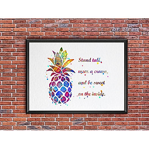 Dignovel Studios 8X10 Unframed Pineapple Mother Daughter Quotes Wear Crown Stand Tall Watercolor Art Print Inspirational Wall Art Housewarming Office Home Decor DN553