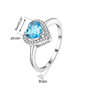 Uloveido Heart Shaped Cubic Zircon Simulated Diamond Solitaire Style Wedding Engagement Anniversary Ring for Women Y3130 (Blue Size 7)