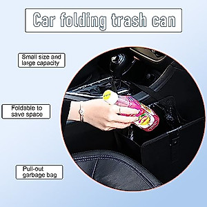 GKmow Pack-1 Hanging Car Trash Bag Can, 8.66" x 8.66" x 5.7" Premium Waterproof Litter Garbage Bag Organizer, Universal for Cars, Sedans, SUVs (Black)