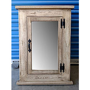 Mission Recessed Medicine Cabinet/White Washed/Solid Wood & Handmade