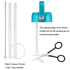 Replacement Straw Lid for Hydroflask Wide Mouth 12 16 18 20 32 40 64 oz,with Straws,Brush,Compatible with Other Wide Mouth Water Bottles (Laguna)