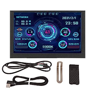 5in PC CPU Monitor Computer Temperature, 800x480 EDIY IPS USB C Mini Screen Type C for AIDA64 Temperature Display PC CPU GPU Data Monitor(5.0inch A)