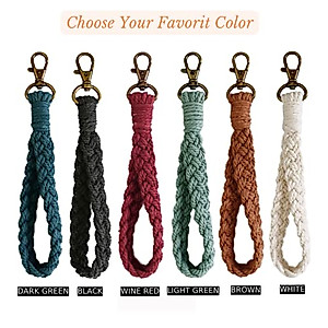 Macrame Keychain Boho Keychain Lanyards for Keys Key chain wrist lanyard for women Wrist Keychain Keyring Bracelet Holder Car Key Lanyard, Macrame Wristlet Keychain Car Keys Keychain Wristlet Blue Key Chain