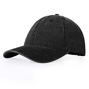 Oversize XXL Washed Cotton Baseball Cap, Extra Large Hat for Big Heads 23.5"-26", Plus Size Unstructured Denim Dad Hats