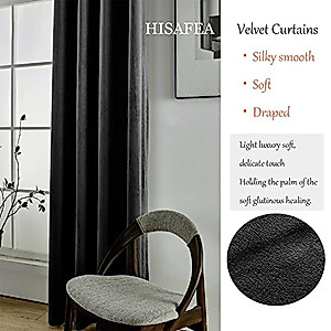 HISAFEA Velvet Curtains for Bedroom and Living Room,Blackout Curtains,2 Panels Set,Grommet Window Drapes 52x84 inchs