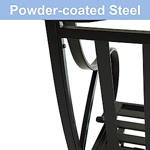 PatioFestival Patio Bench Sofa Outdoor Loveseat Conversation Set with Thick Cushion & Coffee Table Metal Frame Furniture for Deck Garden Poolside Balcony Beach(2 Seats, Blue)