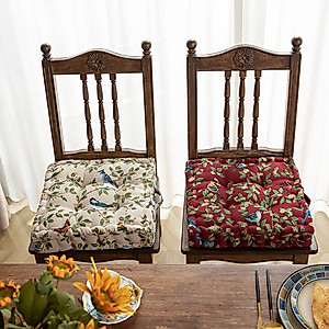 vctops Famrhouse Animal Printed Chair Seat Cushions for Dining Room Chairs Super Soft Comfy Chair Pad with Handle (Red,16"x16")