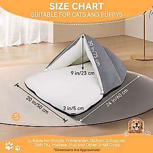 YUNNARL Pet House, Cat & Dog Cave Bed - Ultra Soft Polar Fleece, Waterproof, Washable - 25x20 Inches, Gray