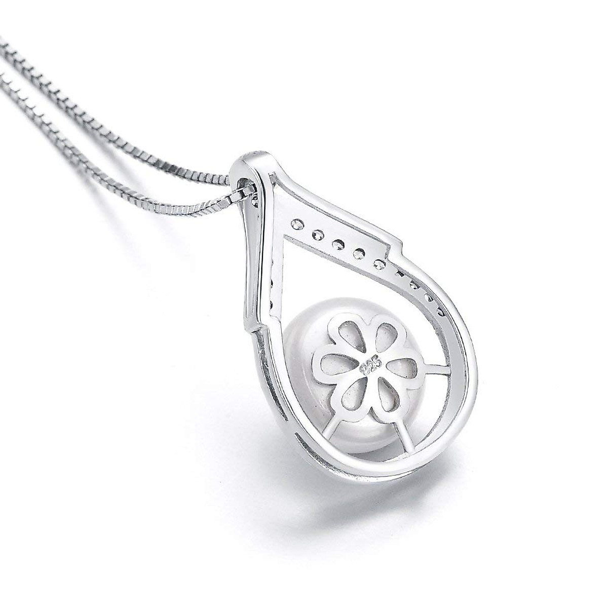 NONNYL Pearl-Necklaces for Women, Real Freshwater Cultured White Pearl Pendant Fine Jewelry Valentines Day Mothers Day Gifts for Wife Mom Girlfriend, Anniversary Birthday Gifts for Her