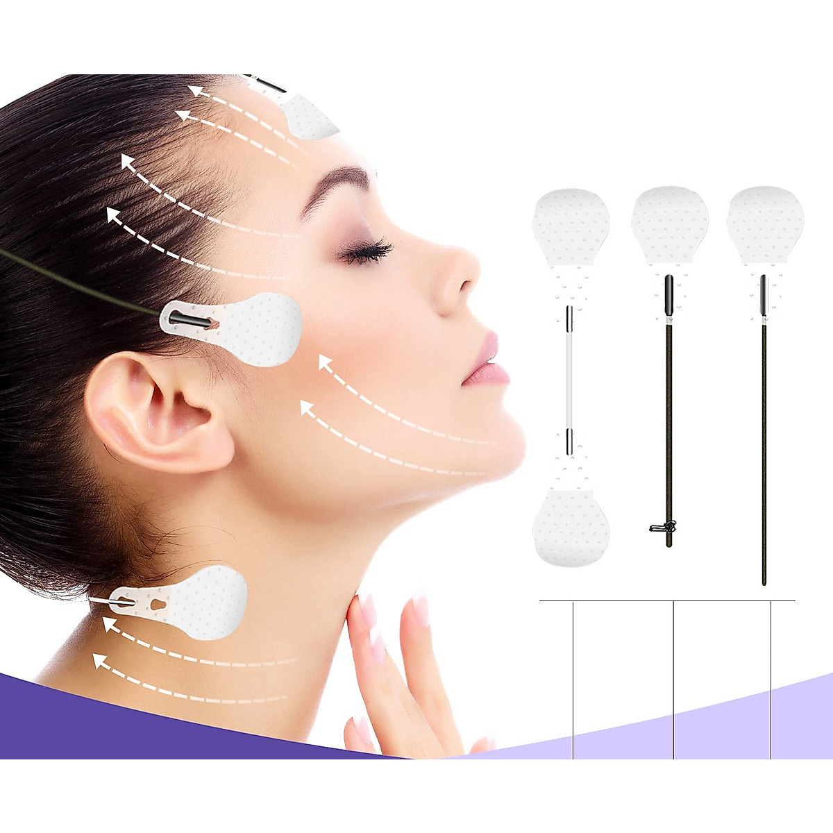 Face Lift Tape, 40Pcs Ultra-thin Invisible Face Tape with Lifting Ropes Elastic,Tightening Skin and Hiding Facial and Neck Wrinkles Lifting Saggy Skin