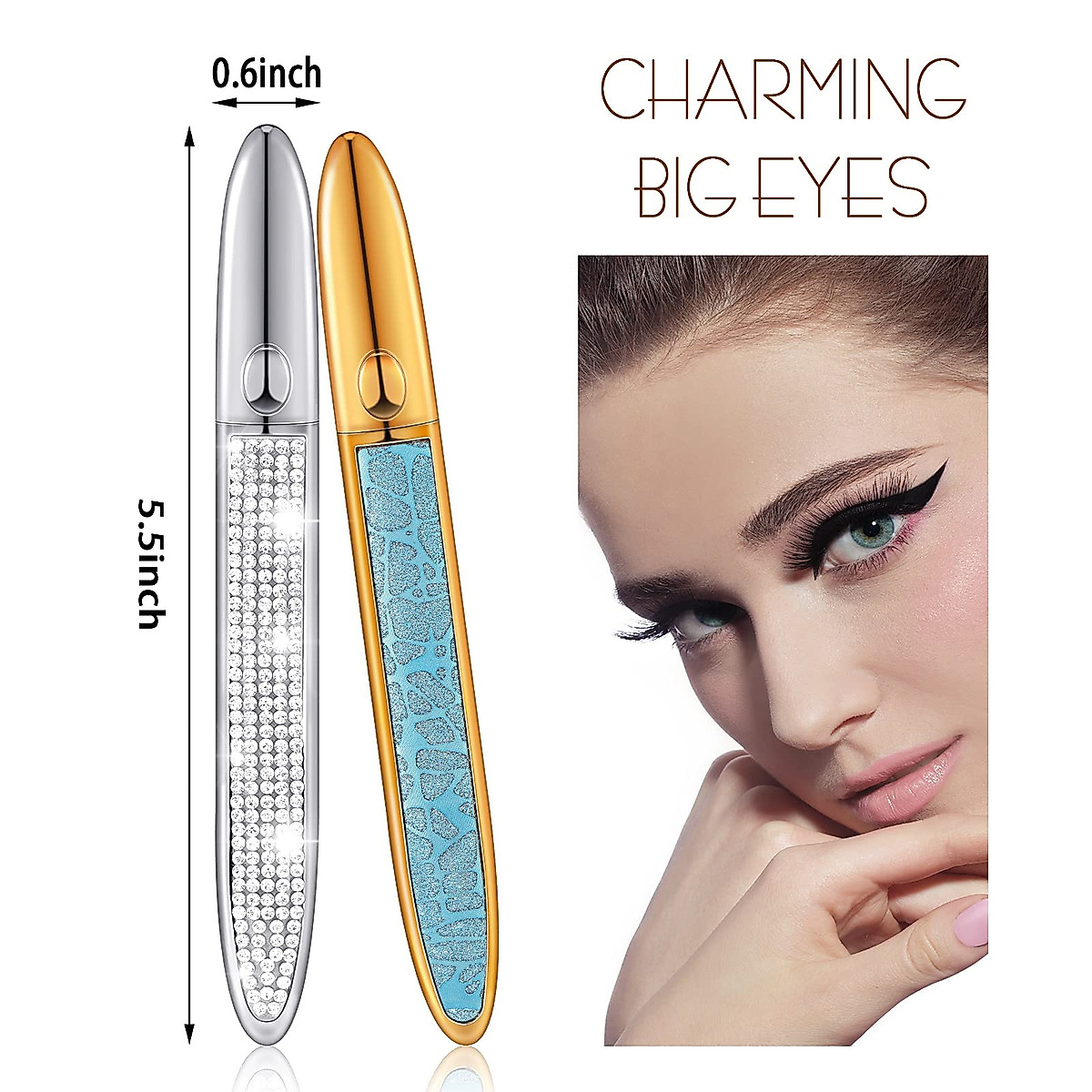 Maitys 4 Pieces Self-Adhesive Eyeliner 2 in 1 Eye Liner Pen Diamond Glitter Liquid Eyeliner No Glue No Magnetic Liquid Eyeliner Pen Waterproof Long LastingFV