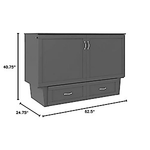 AFI Monroe Murphy Bed Chest with Charging Station, Queen, Grey